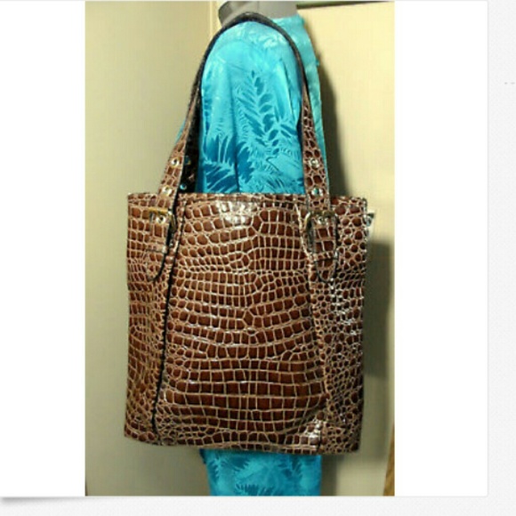 Gal | Bags | Gal Faux Alligator Tote Bag Brown Shoulder Purse | Poshmark